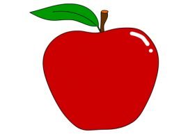 Red apple with leaf and stem | Coloring Page