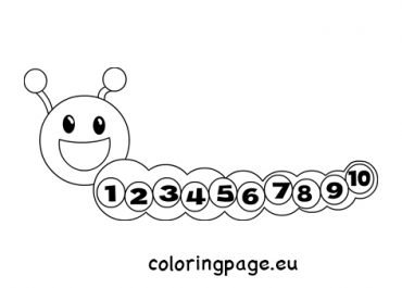 Caterpillar with numbers 1-10 | Coloring Page
