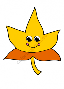 Happy leaf cartoon printable | Coloring Page