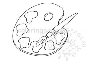 Paint brush with palette pdf | Coloring Page