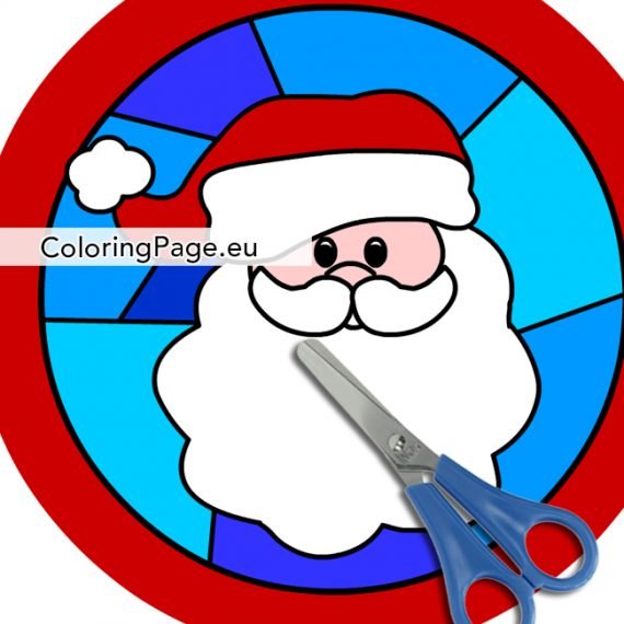 Christmas stained glass decoration with Santa | Coloring Page