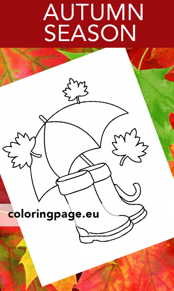 Rain boots and umbrella | Coloring Page
