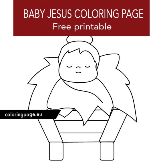 Baby Jesus in Manger printable | Coloring Page