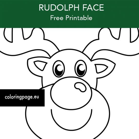 Printable Rudolph Christmas face | Coloring Page