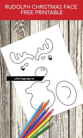 Rudolph Christmas face template | Coloring Page