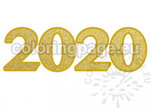 Gold 2020 Numbers printable | Coloring Page