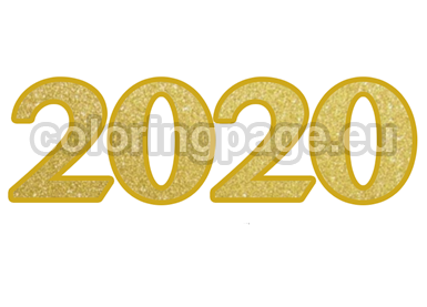 Gold 2020 Numbers printable | Coloring Page