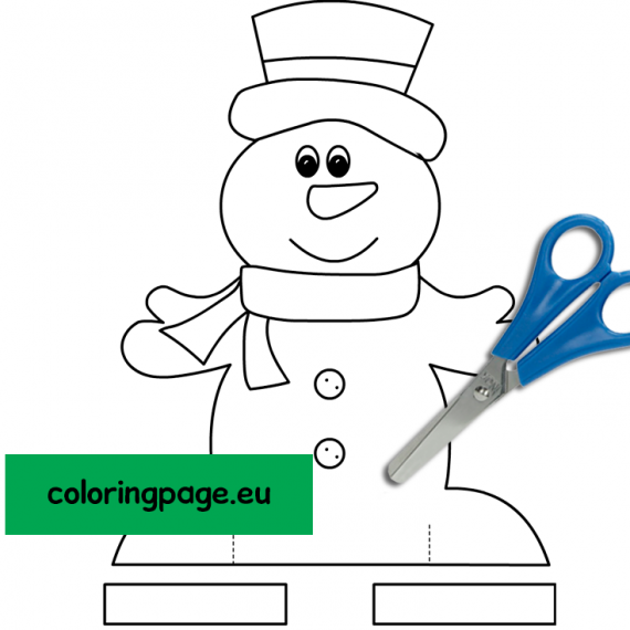 3D Snowman Template printable | Coloring Page