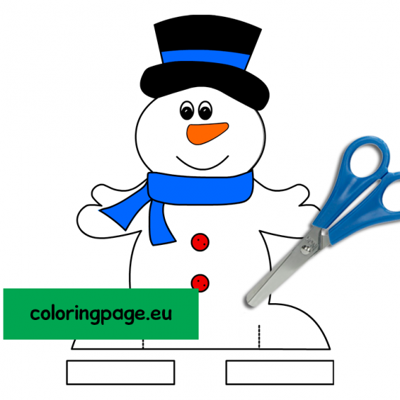 Paper Snowman Craft printable | Coloring Page