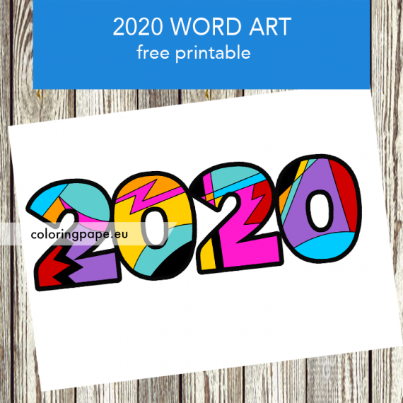 2020 word art printable for kid | Coloring Page