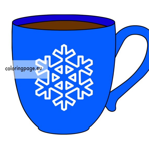 Blue coffee mug with snowflake | Coloring Page