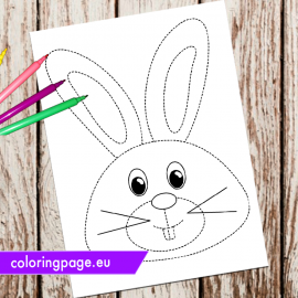 Easter Rabbit Tracing Worksheet pdf | Coloring Page
