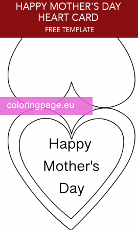 Happy Mother's Day Heart Card free | Coloring Page
