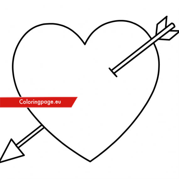 Free Heart with arrow template | Coloring Page