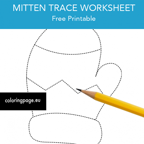 Mitten trace worksheet printable | Coloring Page