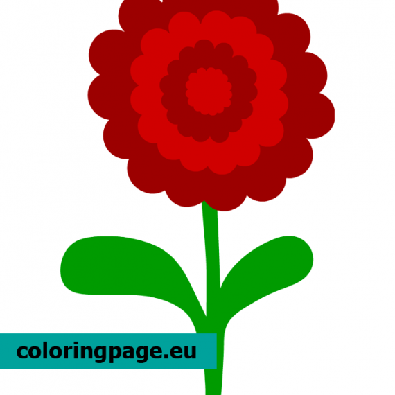 Red flower with stem printable | Coloring Page