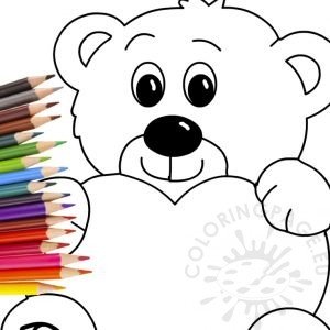 Bear with heart coloring page for children | Coloring Page