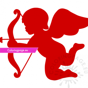 Red cupid silhouette Valentine's Day Free | Coloring Page