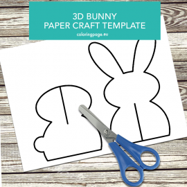 3D Paper bunny craft template | Coloring Page