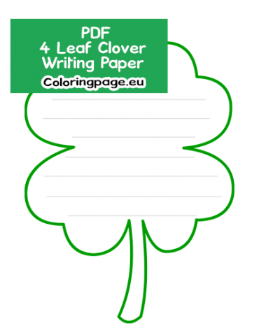 4 Leaf Clover Writing Paper | Coloring Page