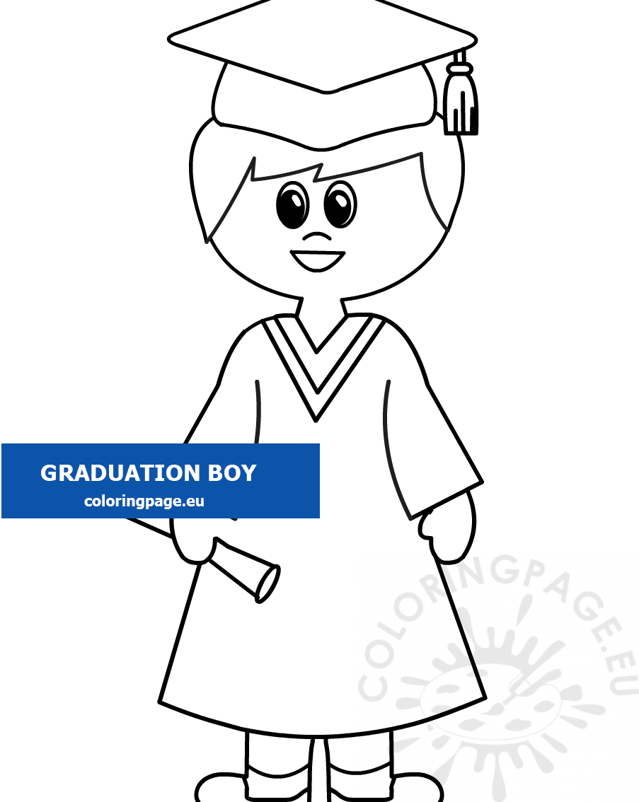 Graduation Boy with Certificate coloring | Coloring Page