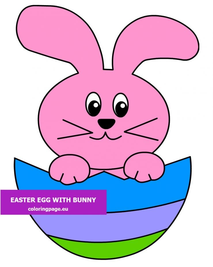 Cartoon easter bunny in egg surprise | Coloring Page