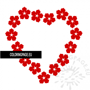Heart with red flowers vector | Coloring Page