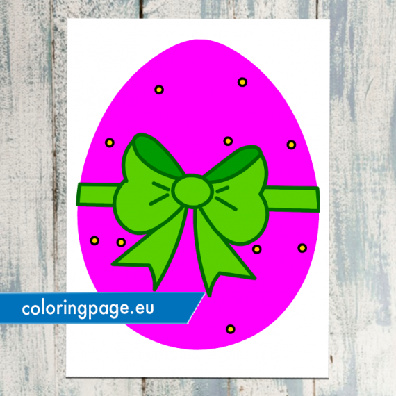 Pink Easter Egg with Green Bow | Coloring Page
