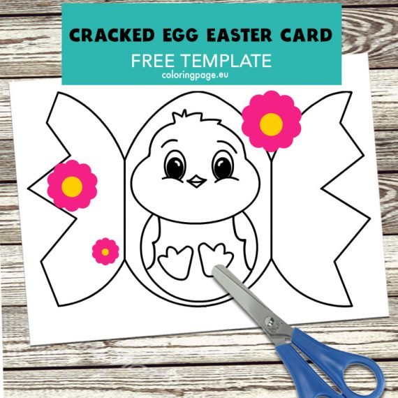 Cracked egg Easter card coloring | Coloring Page