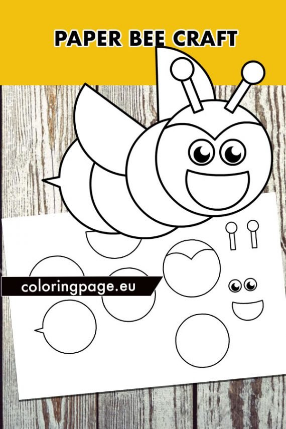 Simple paper bee craft template | Coloring Page
