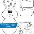 Easter Bunny Paper Puppet template | Coloring Page