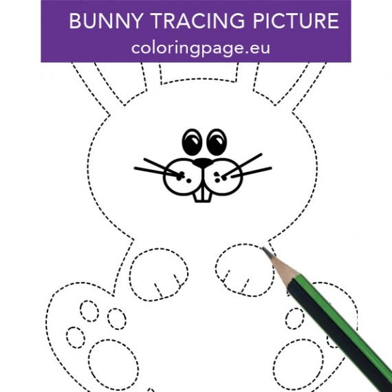 Easter Bunny trace worksheet printable | Coloring Page