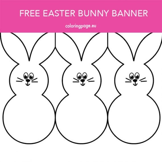 Easter Bunny Banner template | Coloring Page