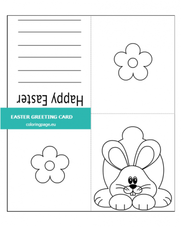 Easter Card with Cute Bunny coloring | Coloring Page