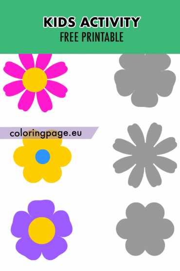 Flower shadow worksheet Kids Activity | Coloring Page