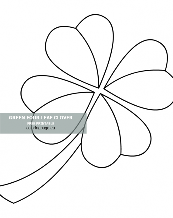 4 leaf clover outline printable | Coloring Page