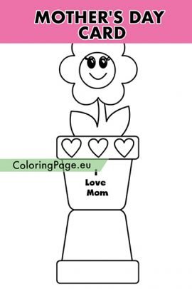 Mother's Day Flower Vase Card | Coloring Page