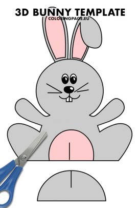 Printable 3D paper bunny craft | Coloring Page