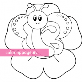 Cute butterfly with Flower | Coloring Page