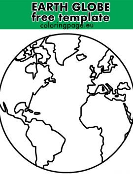 Earth globe template pdf | Coloring Page