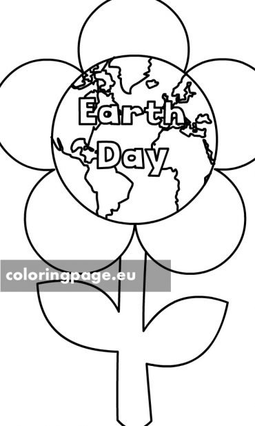 Flower with Earth globe template | Coloring Page