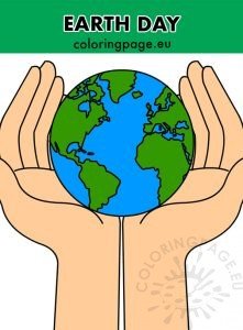Hands holding planet earth vector symbol | Coloring Page