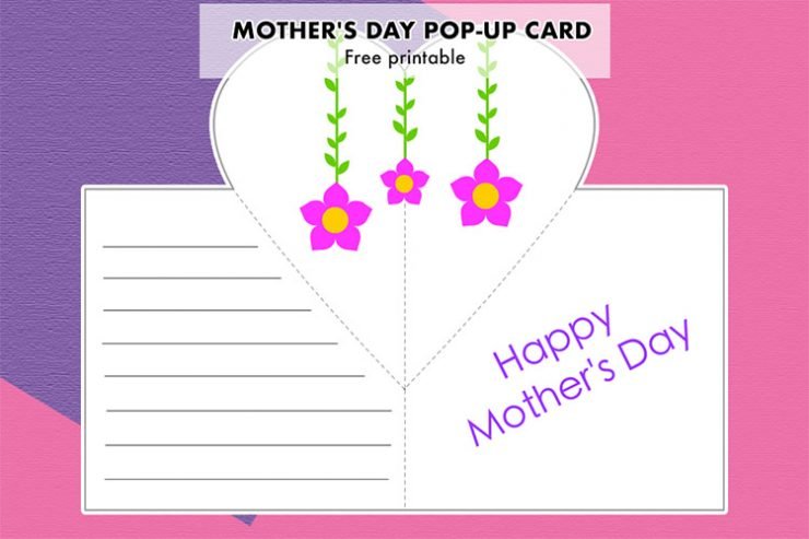 Mother's Day Card Heart Pop Up printable | Coloring Page