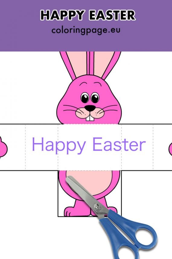 Pink Rabbit Holding Happy Easter | Coloring Page