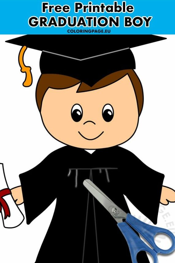 Little Graduation Boy printable | Coloring Page
