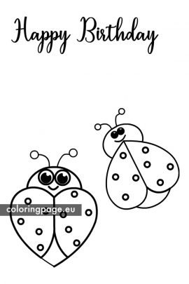 Ladybug birthday Card printable | Coloring Page