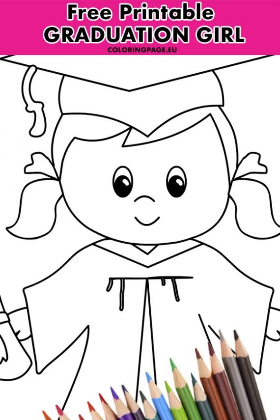 Girl wearing graduation toga | Coloring Page