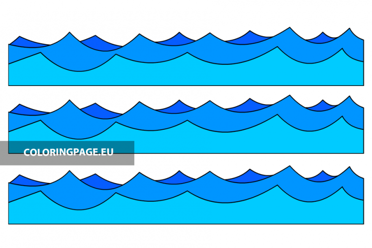 Blue Sea Waves Border | Coloring Page