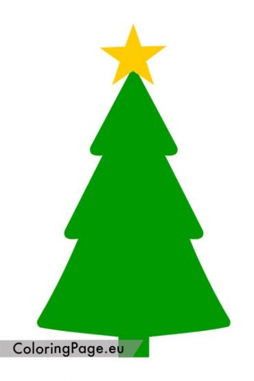 Green Christmas tree with yellow star | Coloring Page