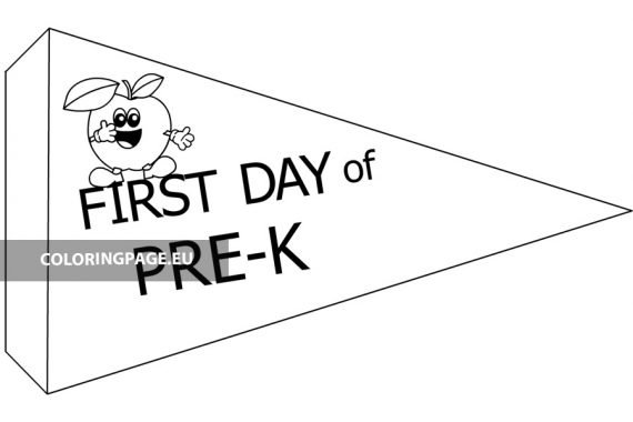 Printable First Day of School Flag Pre-K | Coloring Page